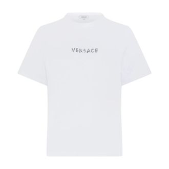 Versace Wei&szlig;es Logo Baumwoll-T-Shirt - - Tops - Damen - Wei&szlig; - S