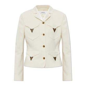 Versace Femme, Vestes, Beige, Taille: 40 FR Blazer Avec Appliqu&eacute;s