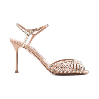 Aquazzura Femme, Chaussures, Beige, Taille: 38 EU Hold Me Crystal Sandal 85