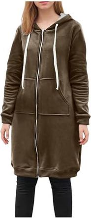 Generic 2026 Vestes pour femmes Manteau pour G Femmes Hoodies Automne Hiver Poches Chaudes Cordon de serrage Fermeture &Eacute;clair Ouvert Mince Cardigan Long &agrave; Cap