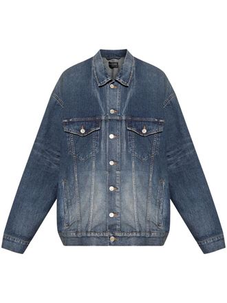 Balenciaga veste en jean à imprimé Tape Type - Bleu