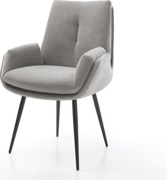 DELIFE Esszimmerstuhl Clea-Flex Strukturstoff Soft Grau 4-Fu&szlig; konisch Schwarz, Esszimmerst&uuml;hle