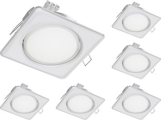 LEDs Com 6 Stück Deckeneinbauleuchte ZOBE II, weiß matt, eckig, 11 x 11cm, 372lm, warmweiß