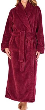 Slenderella Robe de chambre épaisse en polaire avec col châle et ceinture pour femme, rose foncé, L