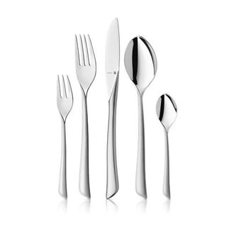 WMF Virginia Besteck Set 12 Personen, 66 teilig, 60 Teile mit Servierbesteck, Hohlheftmesser, Cromargan protect teilmattiert, kratzbest&auml;ndig