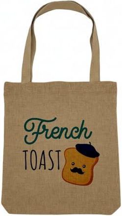 Fabulous Sac Shopping Tote Bag Aspect Lin - French Toast Jeux de Mots Nourriture Petit Dejeuner Humour - Sac de Courses Toile Epaisse 360g Beige Naturel Cabas 