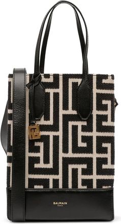 Balmain Hobo Bags - Maxi Monogram Jacquard North South Shopping Tote - Gr. unisize - in Braun - f&uuml;r Damen