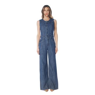 Shaft Femme, Combinaisons et Ensembles, Bleu, Taille: W26 Tuta Five Smocking Wide Leg Jumpsuit