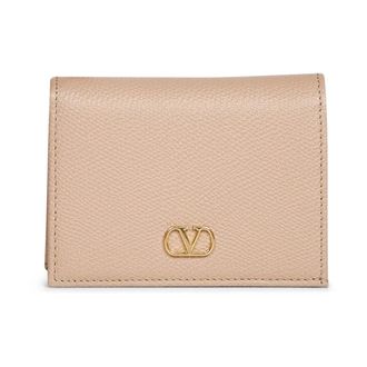 Valentino Garavani Femme, Accessoires, Rose, Taille: ONE Size VLogo Signature Portefeuille en Cuir de Veau Grain&eacute;