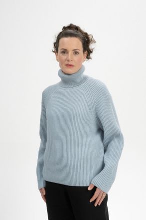 Mela Damen vegan Rollkragenpullover Rippstrick Chirha Cloudy Blue