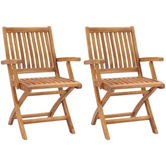 vidaXL Vidaxl - Chaises de jardin pliables 2 pcs Bois de teck massif