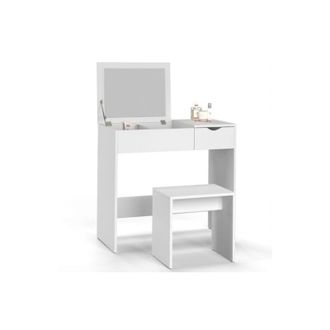 IDMarket Idmarket - Frisierplatz zelia Klappspiegel mit 1 Schublade und 1 Hocker