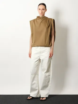 SOEUR Womens Denim Trousers White Cotton