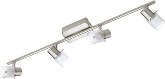 Eglo LED Deckenlampe Orvieto 1, Deckenstrahler, Stahl in Nickel-matt, Glas satiniert in Weiss, klar warmwei&szlig;