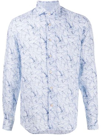 Corneliani Hemd mit abstraktem Print - Blau