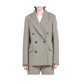 N°21 Femme, Vestes, Gris, Taille: 44 FR Giacca Doppio Petto In Lana Quadri