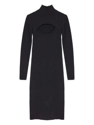 Yves Salomon robe mi-longue &agrave; d&eacute;coupes - Noir