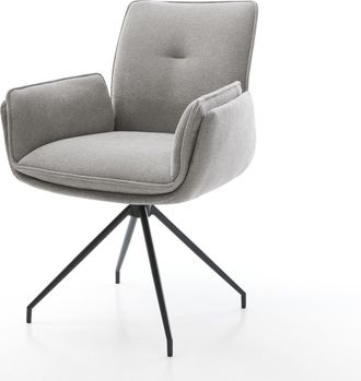 DELIFE Esszimmerstuhl Nela-Flex Strukturstoff Soft Grau Kreuzgestell konisch Schwarz, Esszimmerstühle