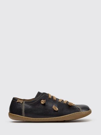 Camper Baskets slip-on Twins en cuir grain&eacute; avec lacets &eacute;lastiques