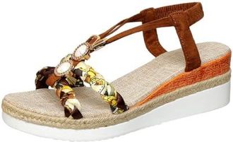 Generic Sandales compens&eacute;es boh&egrave;me pour femme 2026, soutien de la vo&ucirc;te plantaire, sandales larges confortables, plateforme de marche &agrave; bout ouvert et sangle 