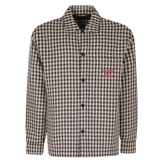 Dr&ocirc;le de Monsieur Check Overshirt Mit Slogan - - Jackets - Herren - Braun - M