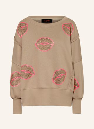 Miss Goodlife Miss Goodlife Oversized-Sweatshirt Mit Schmucksteinen beige