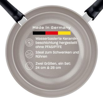 FISSLER Ceratal Classic Pfannen-Set / 2-teilig, Aluminium-Pfanne, Keramik-beschichtet (24+28 cm) Ceramic Bratpfanne antihaftend, Made in Germany - Induktion, 