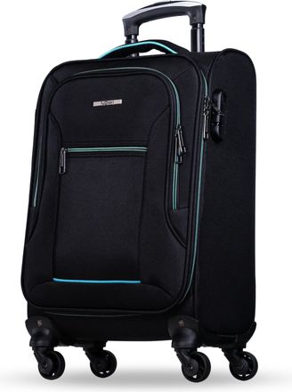 Nowi Sevilla Weichschalen Trolley M - Leichter Stoff Koffer 30L mit 4 Rollen & Zahlenschloss | Handgepäck Koffer für Damen & Herren (Schwarz-Blau, M)
