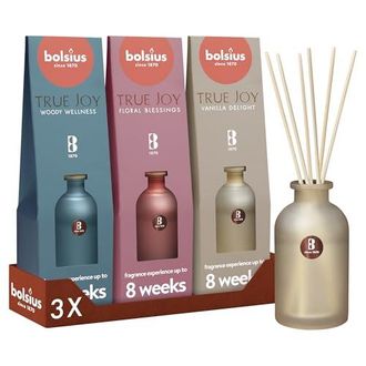 Bolsius Lot de 3 diffuseur à bâtonnets - True Joy Parfums variés - 80 ml - Diffusion jusquà 8 semaines