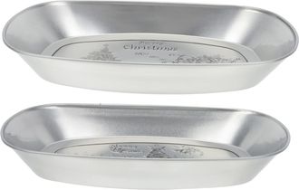 Garneck 2st&uuml;cke Teiliges Vintage-weihnachtstablett Aus Robustem Eisenblech Bootf&ouml;rmige Dekoteller F&uuml;r Snacks Obst Und Geb&auml;ck Platzsparende Aufbewahrung F&uuml;r Wo
