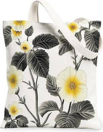 Generic Sac fourre-tout en toile de primev&egrave;res printani&egrave;res pour le shopping, 33 x 38 cm, simple et mignon, sac d&eacute;picerie r&eacute;utilisable pour femme, motif botan