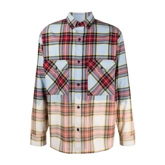 Marcelo Burlon Homme, Chemises, Multicolore, Taille: L Bleach Logo Cotton Check Shirt