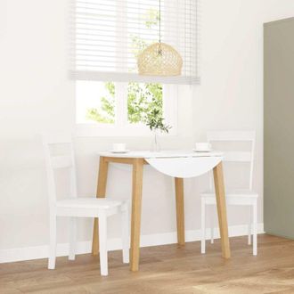 vidaXL Vidaxl - Chaises &agrave; manger 2 pcs blanc bois massif caoutchouc