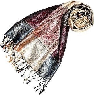 Lorenzo Cana Écharpe Pashmina Jacquard tissé 100% soie Motif cachemire Multicolore 70 x 190 cm - Taille Unique
