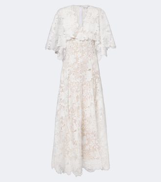 Oscar De La Renta Robe longue en guipure &agrave; fleurs