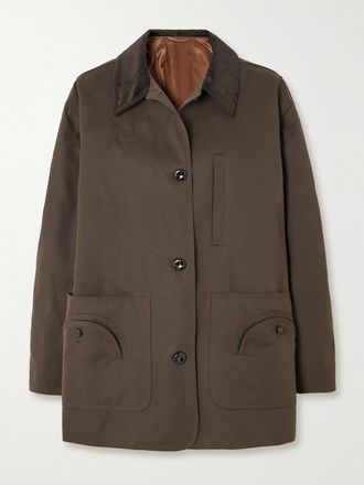 Blaz&eacute; Milano Clelia Jacke Aus Baumwollgabardine Mit Cordbesatz - Braun