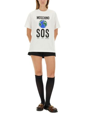 Moschino Cotton with Print T-Shirt - White