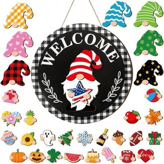 Generico Austauschbares T&uuml;rschild | Holzgirlande - Zwergen-Dekoration f&uuml;r Zuhause, K&uuml;che, Wand, Klassenzimmer, Winter, Herbst, Feiertage, Weihnachten