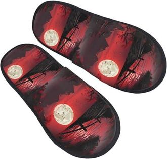 Generic Pleine Lune Au Bord De La Rivi&egrave;re Unisexe Chaussures De Maison L&eacute;g&egrave;res Chaussons Chaud Slippers Pour Maison Hiver Int&eacute;rieur M