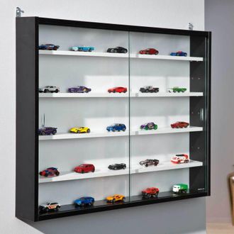 Inter Link SAS Vitrine murale pour miniatures bois noir et blanc Colec