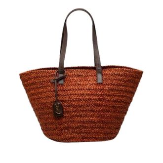 Saint Laurent Sac cabas pr&eacute;-achet&eacute; en raffia - Femme - Pre-owned - Brun - Taille: ONE Size