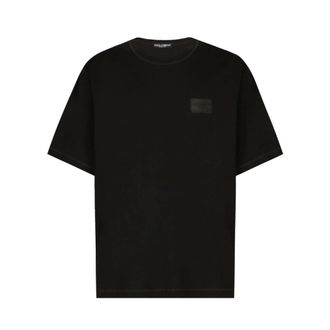 Dolce & Gabbana Homme, Tops, Noir, Taille: 3XL T-shirt en Coton de Marque en Coupe Oversize