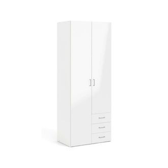 Dmora Dmora - Guardaroba 2 Ante Apollina, Mobile Camera Da Letto, Cabina Armadio Portabiti, Armadio Appendiabiti, 78x50 H200 Cm, Bianco Lucido