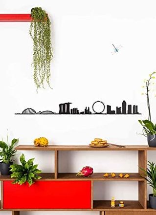 The Line Singapore - Wanddekoration - Skyline - 125 cm - schwarz