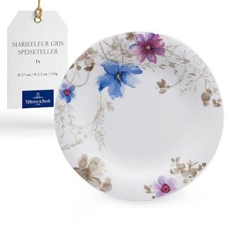 Villeroy & Boch Mariefleur Gris Basic Assiette plate, 27 cm, Porcelaine Premium, Blanc/Multicolore