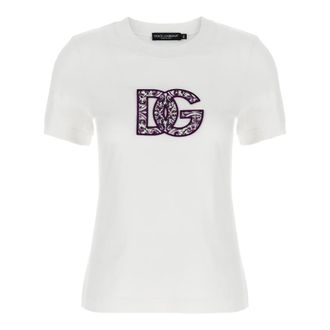 Dolce & Gabbana Kurz&auml;rmeliges Baumwoll-T-Shirt - - Tops - Damen - Wei&szlig; - M