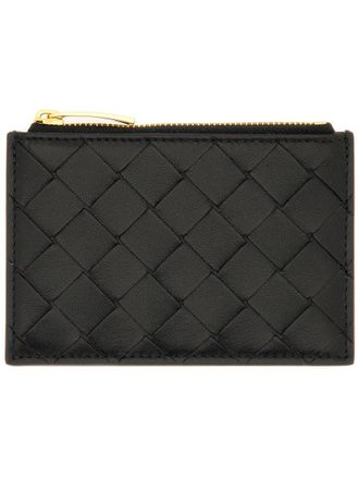 Bottega Veneta Woven Lambskin Card Case - Black