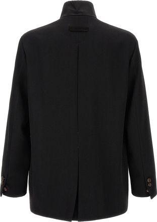 Ermenegildo Zegna Wool with Korean Collar Blazer - Black