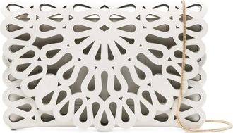 SIMKHAI laser-cut leather clutch - Wei&szlig;
