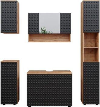 Vicco Badmöbel-Set Irma, Anthrazit gepunktet, 5 Teile